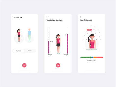 BMI Mobile Calculator Free XD Resource Adobe XD Elements