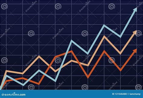 Abstract Financial Chart With Uptrend Line Graph In Stock Market On Black Color Background Stock