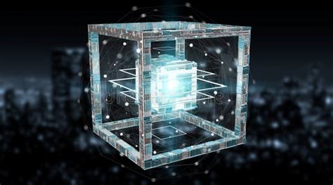 Futuristic Cube Technology Textured Object 3d Rendering Stock Illustration Illustration Of