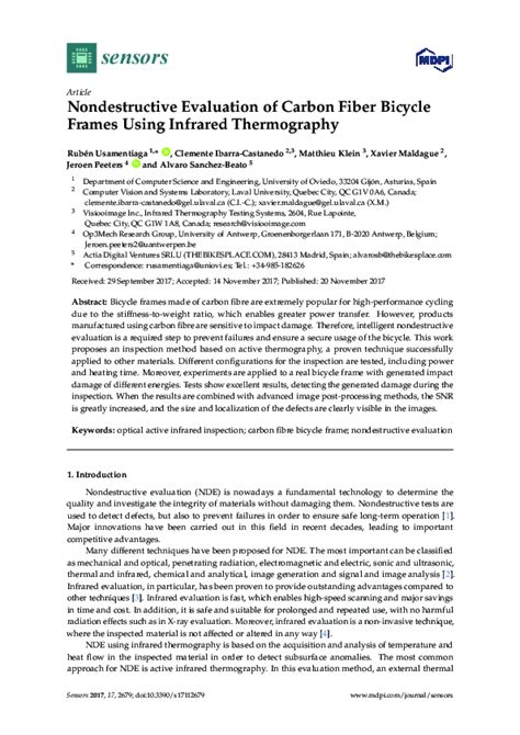 Pdf Nondestructive Evaluation Of Carbon Fiber Bicycle Frames Using Infrared Thermography