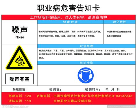 噪声职业病危害告知卡设计图 Psd分层素材 Psd分层素材 设计图库 昵图网