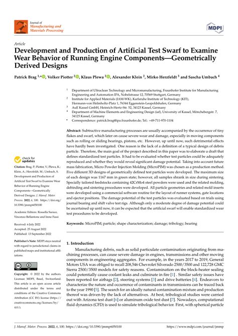 pdf development and production of artificial test swarf to examine
