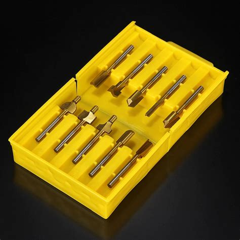 10pcs 18 Hss Wood Router Bits Files Titanium Coated Mini 3mm Wood