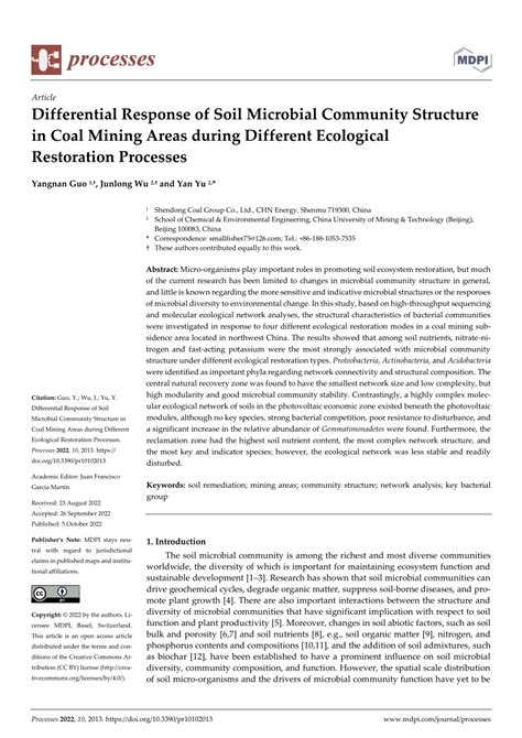 (PDF) Differential Response of Soil Microbial Community Structure in Coal Mining Areas during ...