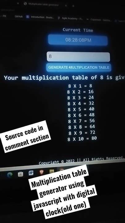 Multiplication Table Generator Using Javascript Coding Css Coders