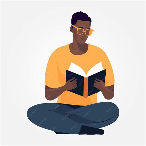 Vector Illustration Man Reading Book Sitting Premium Ai Generated Vector