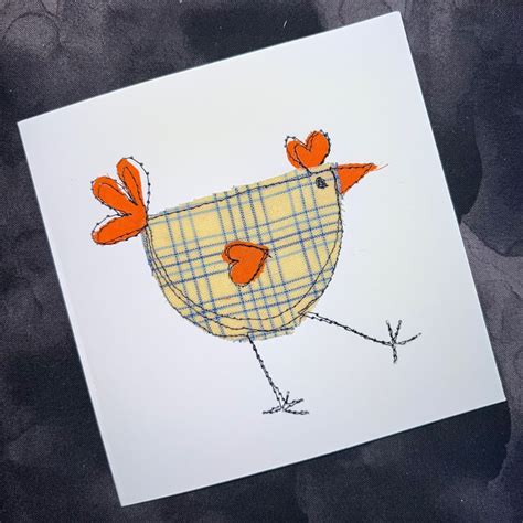 Chicken Greeting Card Fabric Cards Sewing Cards Cards Handmade