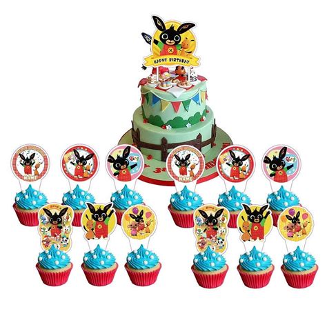 Bing Bunny Cake Topper Cupcakes Set Birthday Party Supplies Decoration