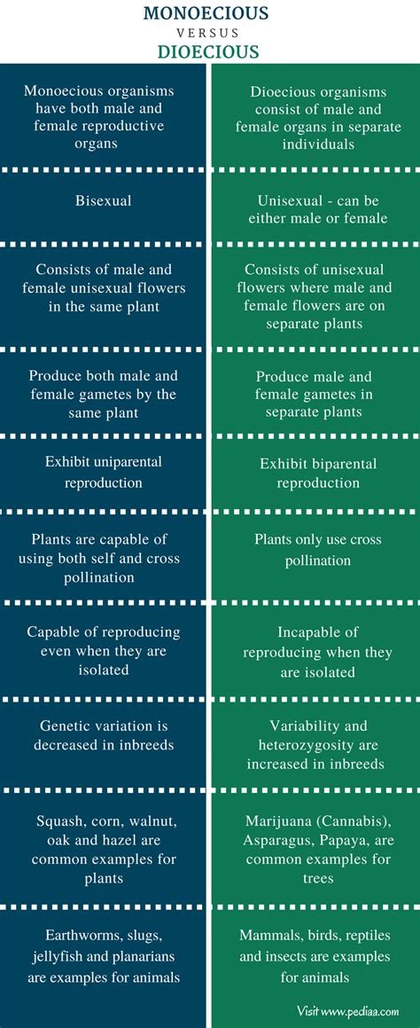 Difference Between Monoecious And Dioecious Definition Reproduction Monoecious Dioecious