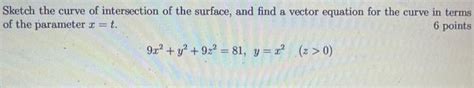 Solved Sketch The Curve Of Intersection Of The Surface And Chegg