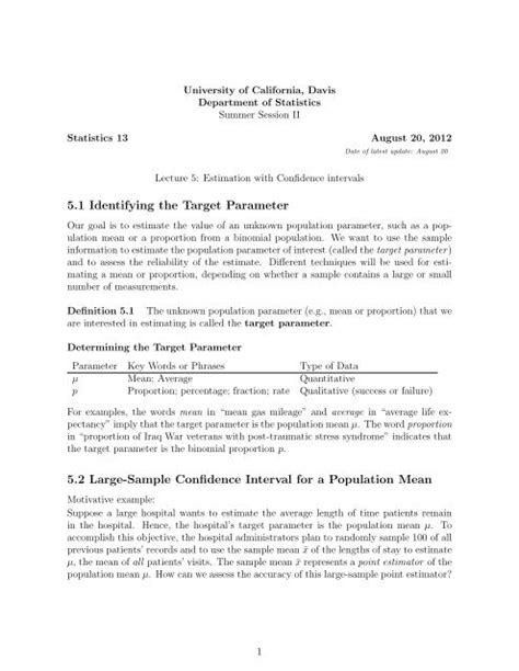 51 Identifying The Target Parameter 52 Large Sample Statistics