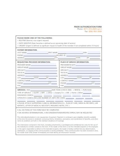 11 Prior Authorization Form Examples To Download