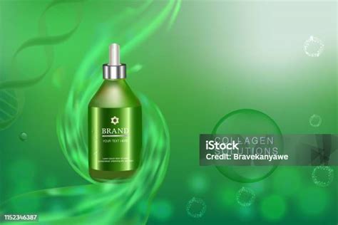 미용 제품 광고 배경으로 녹색 화장품 용기 사용 준비 고급 스킨 케어 광고 삽화 벡터 개념에 대한 스톡 벡터 아트 및 기타 이미지 개념 건강관리와 의술 건강한 생활