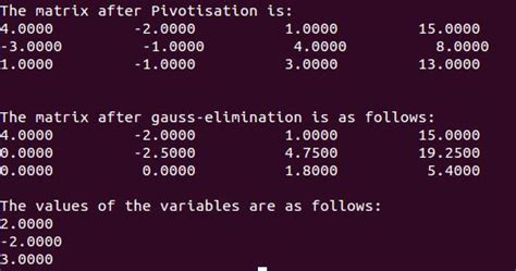 C Program For Gauss Elimination For Solving A System Of Linear