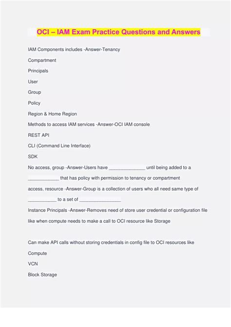 Oci Iam Exam Practice Questions And Answers 100 Pass Oci Foundations Stuvia Us