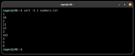 Sort By Column In Bash