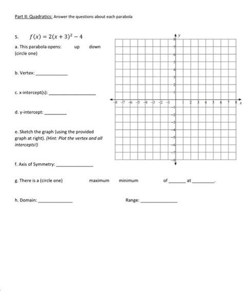 Solved Part Ii Quadratics Answer The Questions About Each