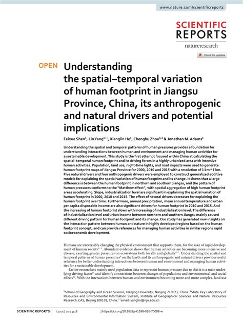 Pdf Understanding The Spatial Temporal Variation Of Human Footprint