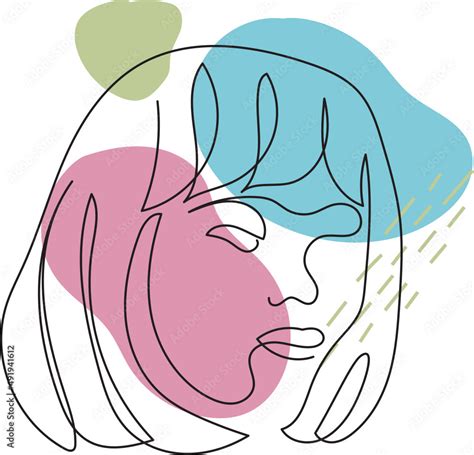 Abstract Woman Vector Background Set In Continuous Line Art Fashion Cards With Female Faces