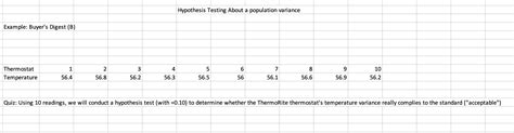 Hypothesis Testing About A Population Variance Hypothesis Testing About A Population Variance