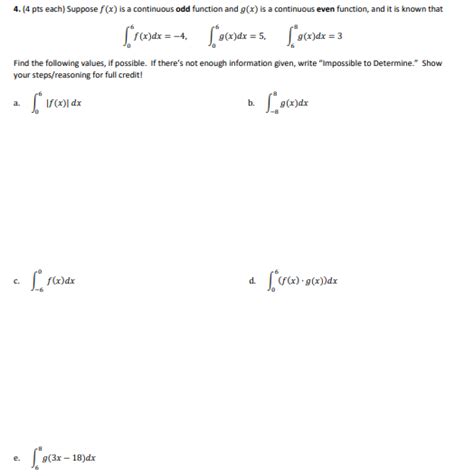 solved 4 4 pts each suppose f x is a continuous odd
