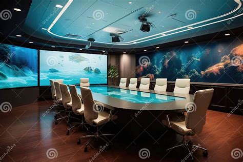 High Tech Conference Room With Voice Activated Controls Stock Illustration Illustration Of
