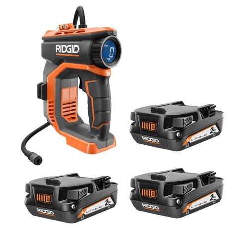 Ridgid 18v Cordless Portable Inflator With 18v Lithium Ion Compact 2 0