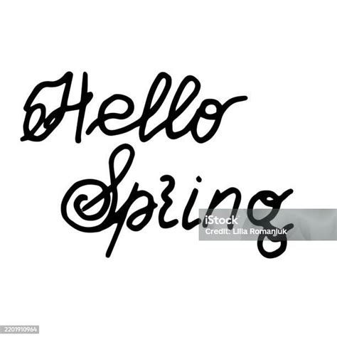 안녕하세요 봄 텍스트 레터링 흰색 배경에 손으로 그린 그림입니다 엽서 스티커 직물 요리 Vector 구성 디자인의 기초 4월에 대한 스톡 벡터 아트 및 기타 이미지 Istock