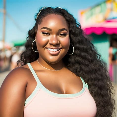 Premium Photo Generative Ai Young Fashionable Plus Size Black Woman