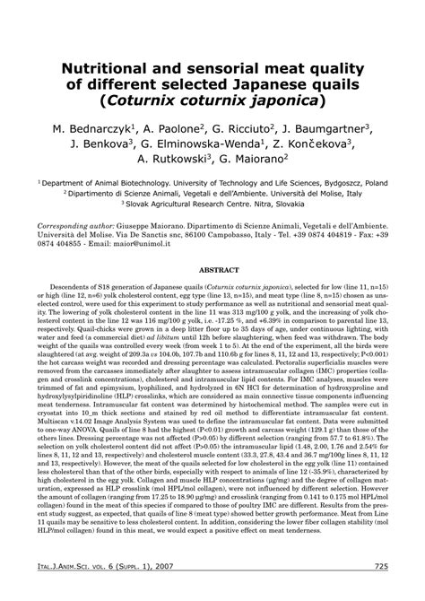 Pdf Nutritional And Sensorial Meat Quality Of Different Selected
