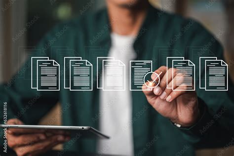 Performance Checklist Businessman Using Checklist Survey Filling Out Digital Form Checklist