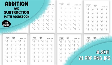 Addition And Subtraction Math Workbook Gráfico Por Panda Art · Creative