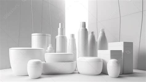 무료 미용 제품 프리젠테이션 3d 렌더링된 흰색 플라스틱 용기스튜디오 촬영 Ppt 배경 Slidesdocs