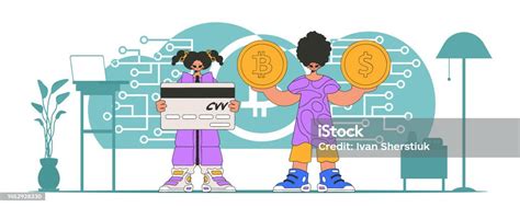 디지털 화폐 자산과의 상호 작용을 관리하는 개념입니다 사람들은 암호화 자산과 상호 작용합니다 개념에 대한 스톡 벡터 아트 및 기타 이미지 Istock