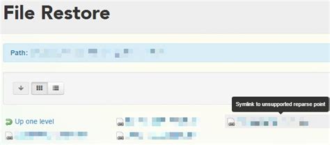 symlink to unsupported reparse point error when trying to restore a file