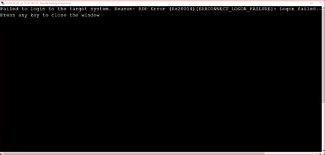 error connecting to server client via centrify pam rdp error 0x20014