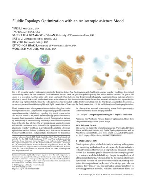 Fluidic Topology Optimization With An Anisotropic Mixture Model Pdf