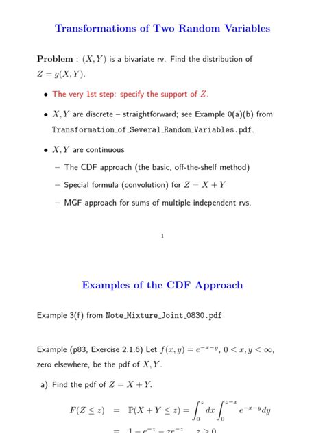 Transformations Of Two Random Variables Pdf Probability Density