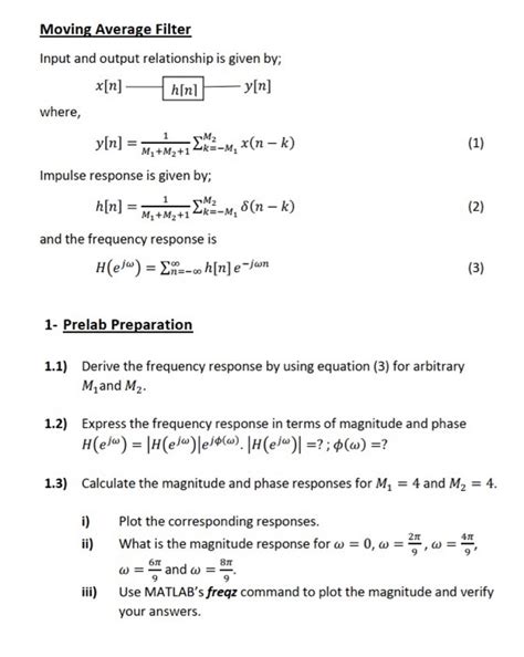 Solved Moving Average Filter Input And Output Relationship