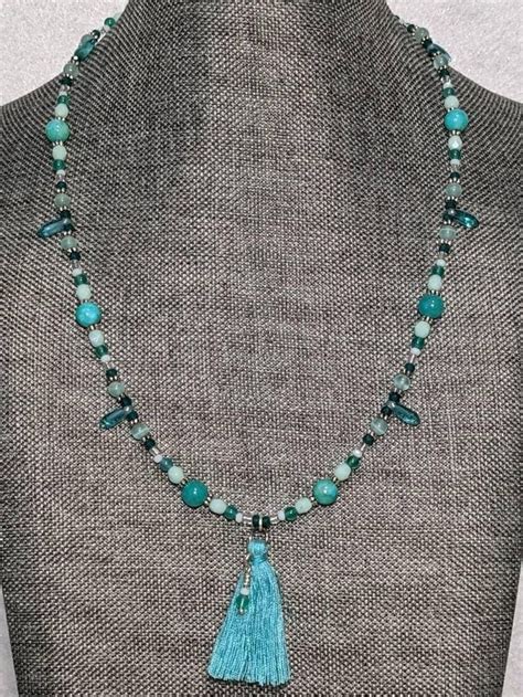 Turquoise Tassel Necklace Etsy Tassel Necklace Necklace Etsy Necklace
