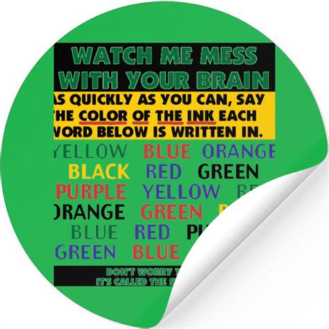 Color Of Words Illusion Stroop Effect Stickers Sold By Anil Rinat