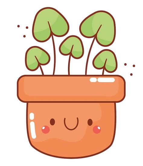Plante En Pot Orange Kawaii Vecteur Gratuite