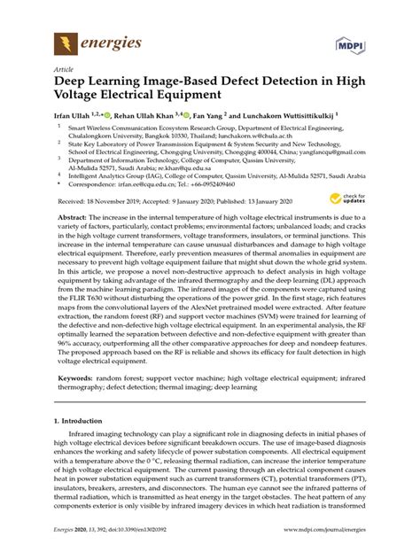 deep learning image based defect detection in high voltage electrical