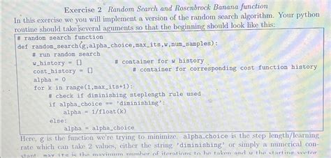 Solved Exercise 2 ﻿random Search And Rosenbrock Banana