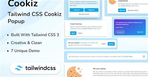 Tailwind Css 3 Cookie Popup Cookiz Landing Page Templates Site