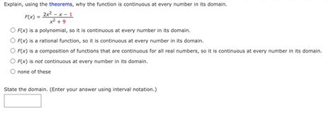 Solved Explain Using The Theorems Why The Function Is Chegg Com