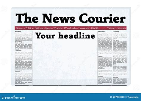Blank Newspaper Front Page Template Stock Vector Illustration Of