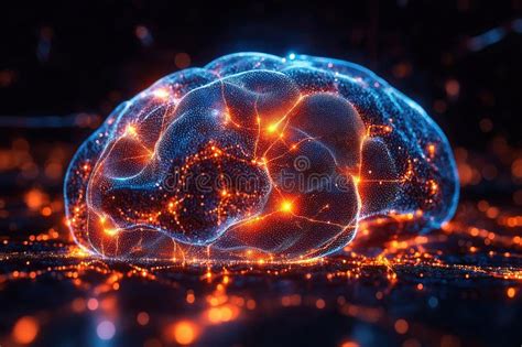 Vibrant Digital Representation of a Brain Showcasing Neural Connections and Activity Stock ...