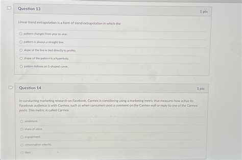 Solved Question 131ptslinear Trend Extrapolation Is A Form