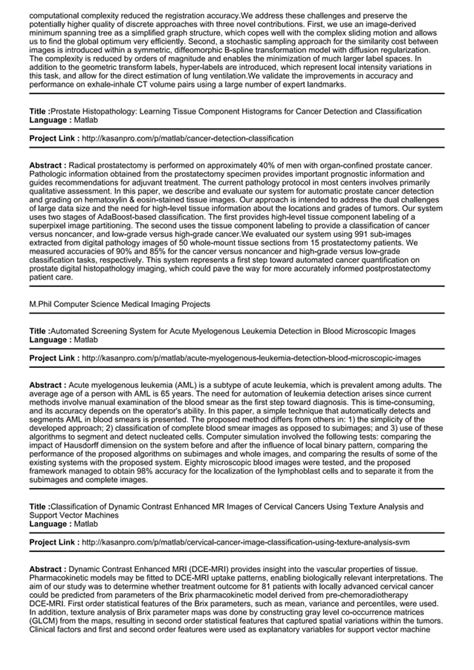 M Phil Computer Science Medical Imaging Projects Pdf Medical Tests Medical Health
